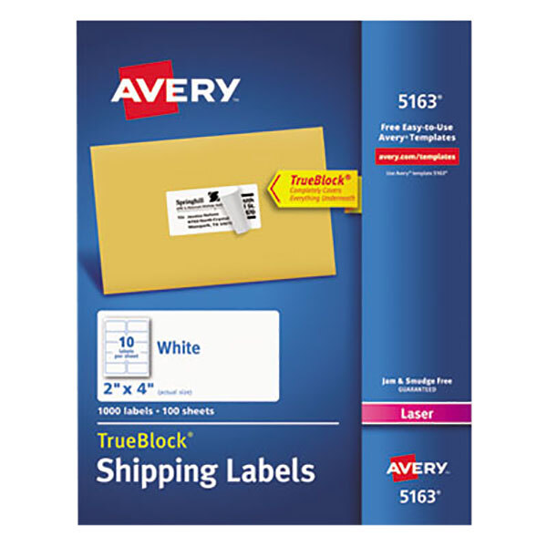 Avery 5163 2 X 4 White Shipping Labels 1000 Box