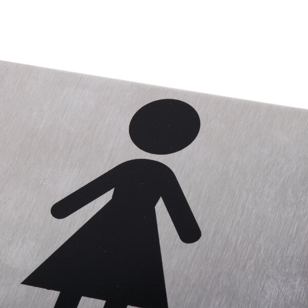 Tablecraft B11 Women's Restroom Sign - Stainless Steel, 5" x 5"