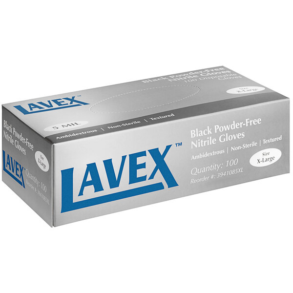 Lavex Powder-Free Disposable Nitrile Black 5 Mil Thick Textured Gloves ...