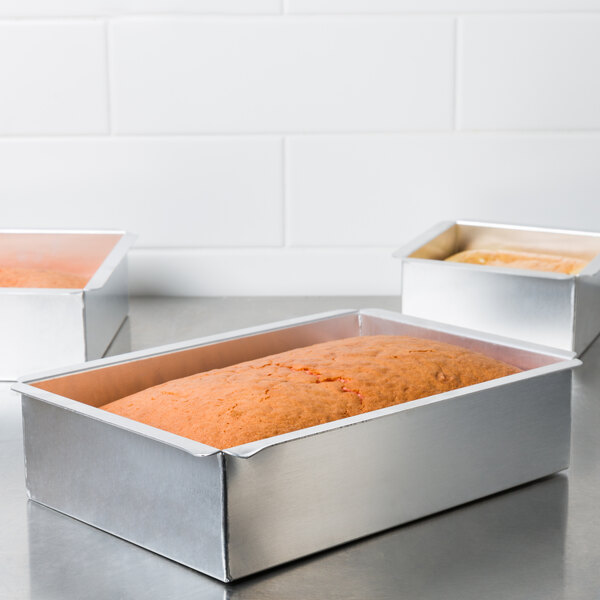 Ateco 12812 12" x 8" x 3" Aluminum Rectangular Straight-Sided Cake Pan