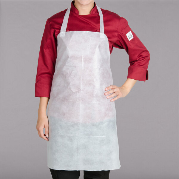 Chicopee Chix® White Disposable Food Service Apron - 32" x 27" - 100/Case