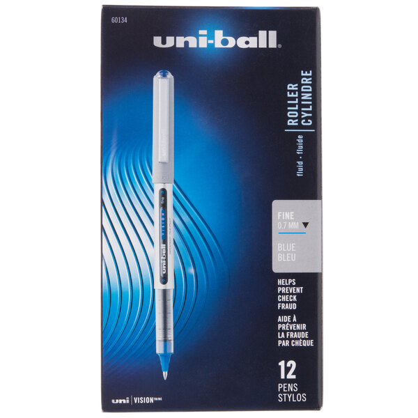 Uni-Ball 60134 Vision Blue Ink with Gray Barrel 0.7mm Roller Ball ...