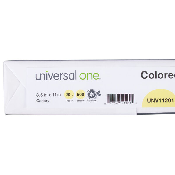 Universal Office UNV11201 8 1/2" x 11" Canary Ream of 20 lb. Color Copy ...