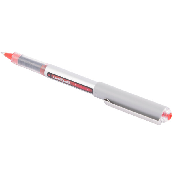 Uni-Ball 60139 Vision Red Ink with Gray Barrel 0.7mm Roller Ball ...
