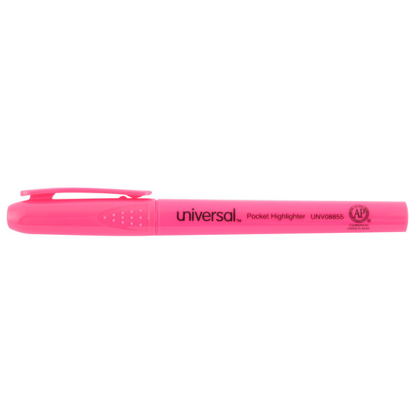 Universal UNV08855 Fluorescent Pink Chisel Tip Pen Style Highlighter ...