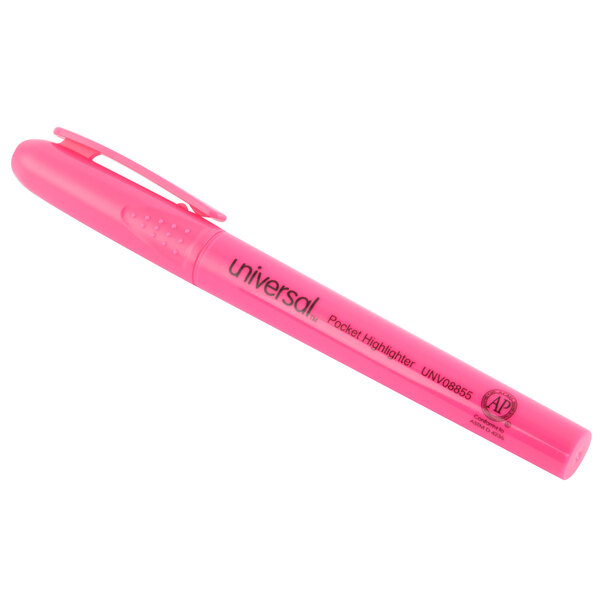 Universal UNV08855 Fluorescent Pink Chisel Tip Pen Style Highlighter ...