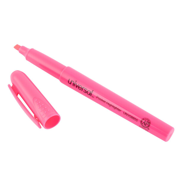 Universal UNV08855 Fluorescent Pink Chisel Tip Pen Style Highlighter ...