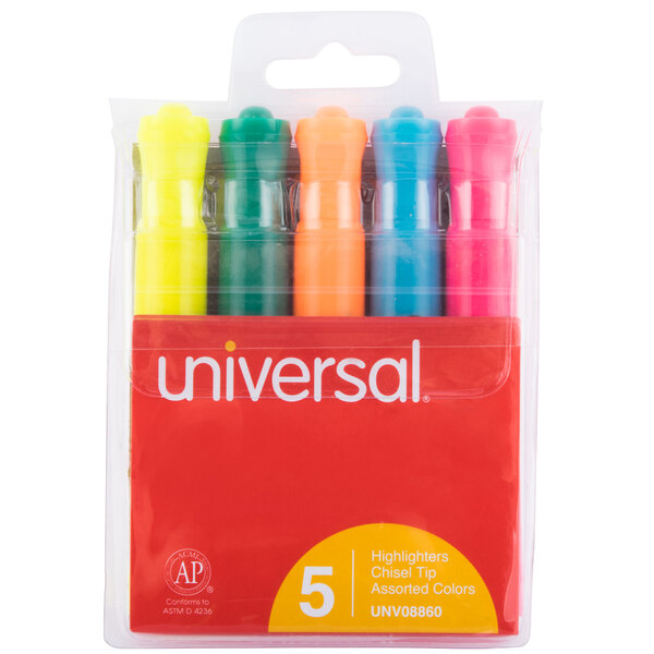 Universal UNV08860 Chisel Tip Desk Style Highlighter, Fluorescent Color ...