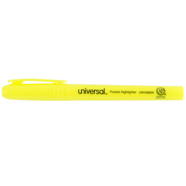 Universal UNV08856 Fluorescent Yellow Chisel Tip Pen Style Highlighter ...