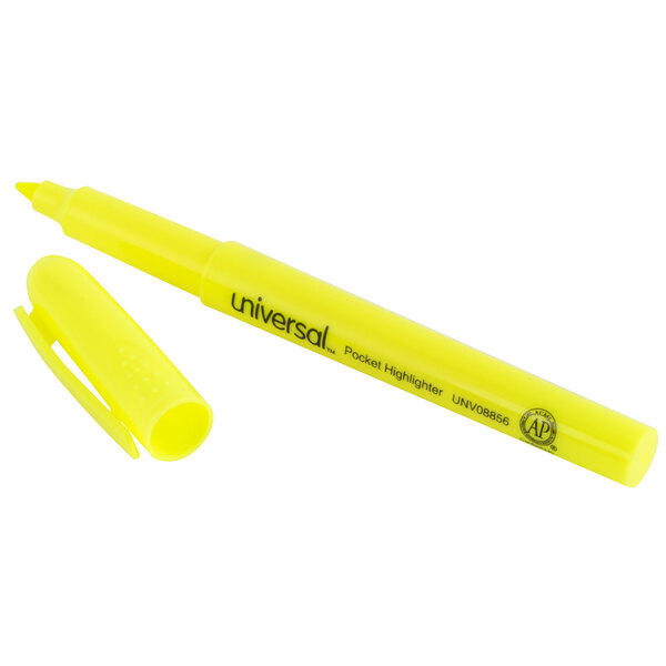 Universal UNV08856 Fluorescent Yellow Chisel Tip Pen Style Highlighter ...
