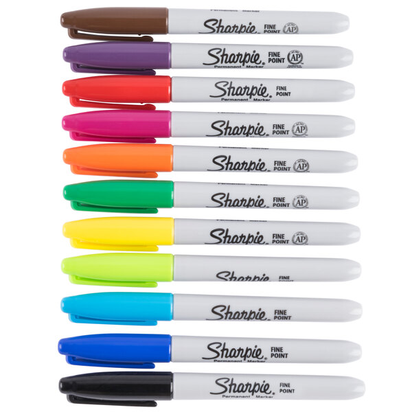 Sharpie 30072 Fine Point Permanent Marker, Color Assortment - 12/Pack