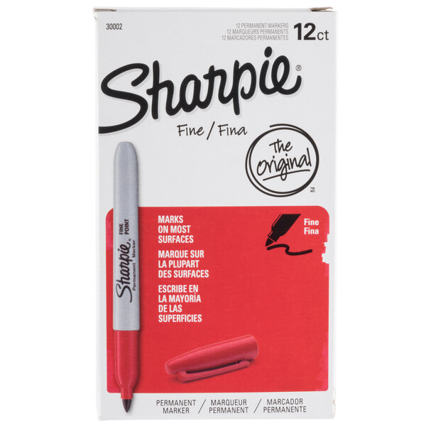Sharpie 30002 Red Fine Point Permanent Marker - 12/Box