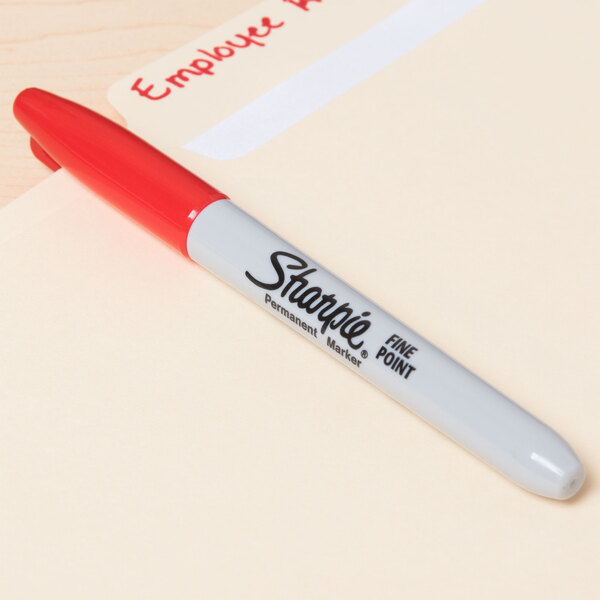 Sharpie 30002 Red Fine Point Permanent Marker - 12/Box