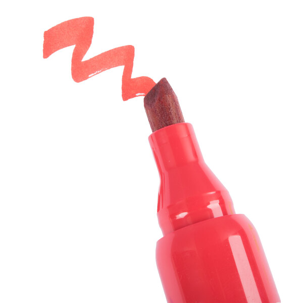 Universal UNV07052 Red Chisel Tip Desk Style Permanent Marker - 12/Pack