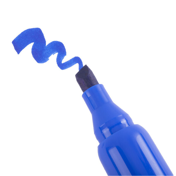 Universal UNV07053 Blue Chisel Tip Desk Style Permanent Marker - 12/Pack