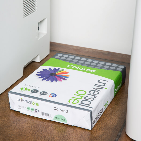 Universal Office UNV11203 8 1/2" x 11" Green Ream of 20 lb. Color Copy ...