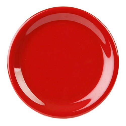 Thunder Group CR110PR 10 1/2" Pure Red Narrow Rim Melamine Plate - 12/Pack