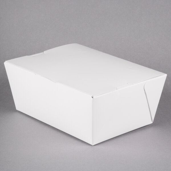 7 3/4" x 5 1/2" x 3 1/2" White Microwavable Paper #4 Take-Out Container ...