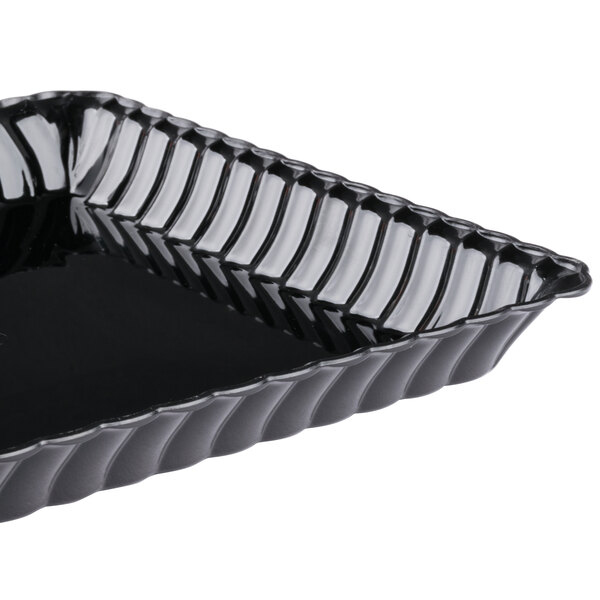 Fineline 294-BK Flairware 9" x 13" Black Plastic Rectangular Tray - 48/Case