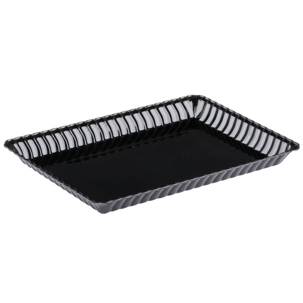 Fineline 294-BK Flairware 9" x 13" Black Plastic Rectangular Tray - 48/Case