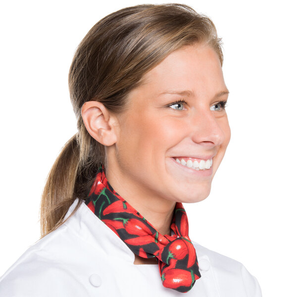 36" x 15" Chili Pepper Patterned Chef Neckerchief / Bandana