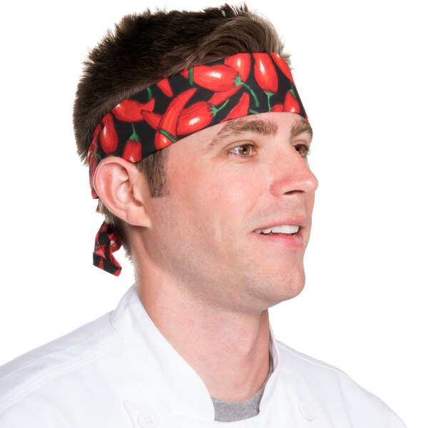 36" x 15" Chili Pepper Patterned Chef Neckerchief / Bandana