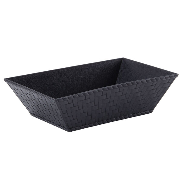 GET RB-893 8" x 4 1/2" Black Rectangular Plastic Fast Food Basket - 12/Pack