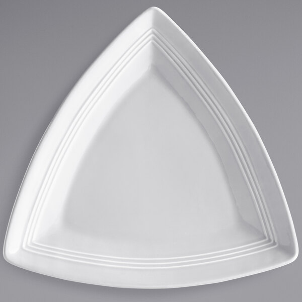 Tuxton CWZ-1248 Concentrix 12 1/2" White Triangle China Plate - 6/Case