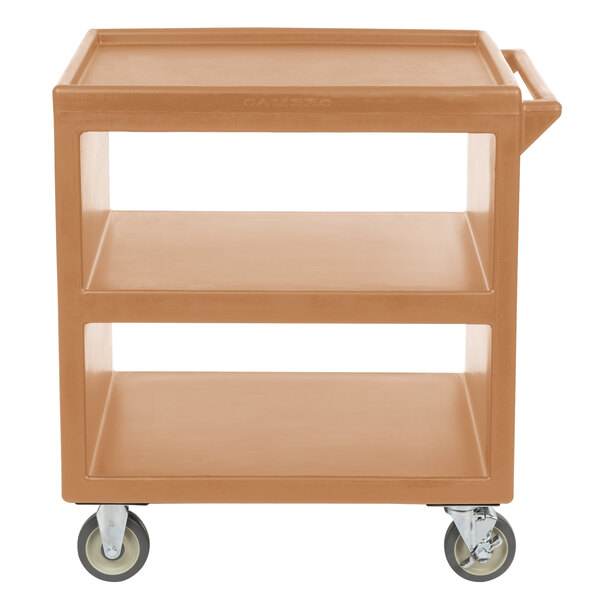Cambro BC230157 Coffee Beige Three Shelf Service Cart - 33 1/4" x 20" x ...