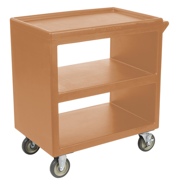 Cambro BC230157 Coffee Beige Three Shelf Service Cart - 33 1/4" x 20" x ...