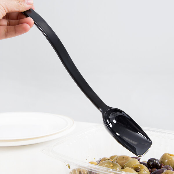 Cambro SPOP10CW 0.75 oz. Black Camwear Perforated Salad Bar / Buffet Spoon