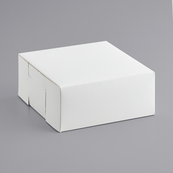 9" x 9" x 4" White Customizable Cake / Bakery Box - 10/Pack