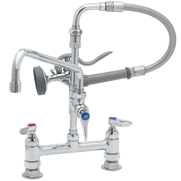 T&S B-0178 Deck Mounted Pre-Rinse Faucet with Adjustable 8" Centers, 20 ...