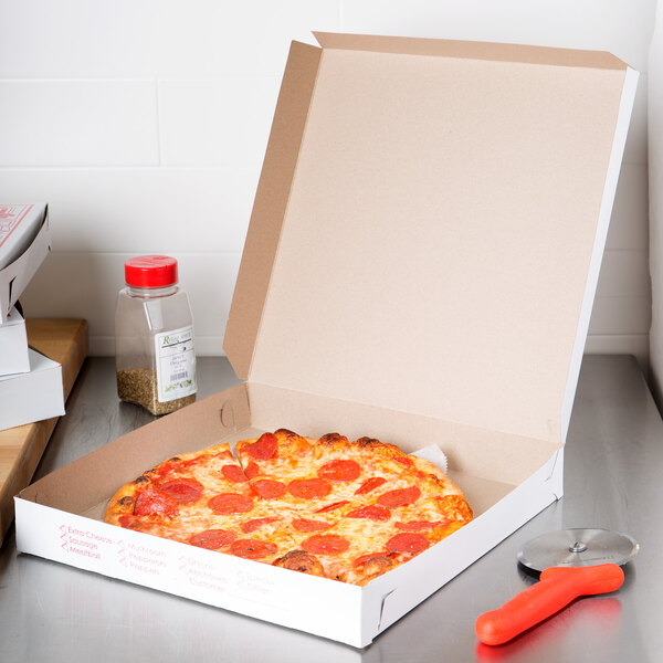 Choice 14" x 14" x 2" Clay Coated Customizable Pizza Box - 100/Bundle