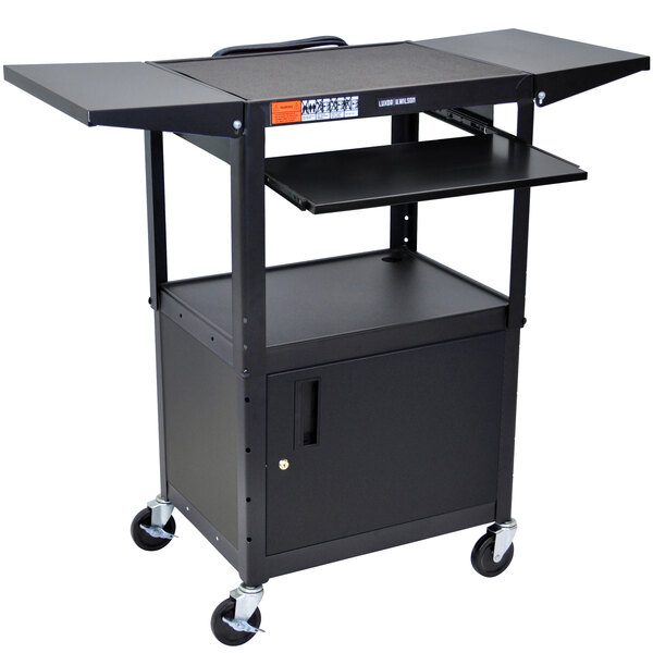 Luxor AVJ42KBCDL Computer Cart with Locking Cabinet and Keyboard Shelf