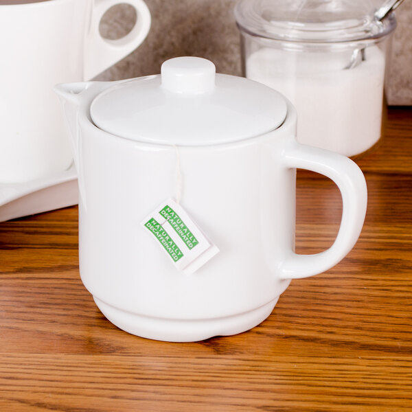 Arcoroc R0819 Candour 15 oz. White Porcelain Stackable Teapot by Arc ...