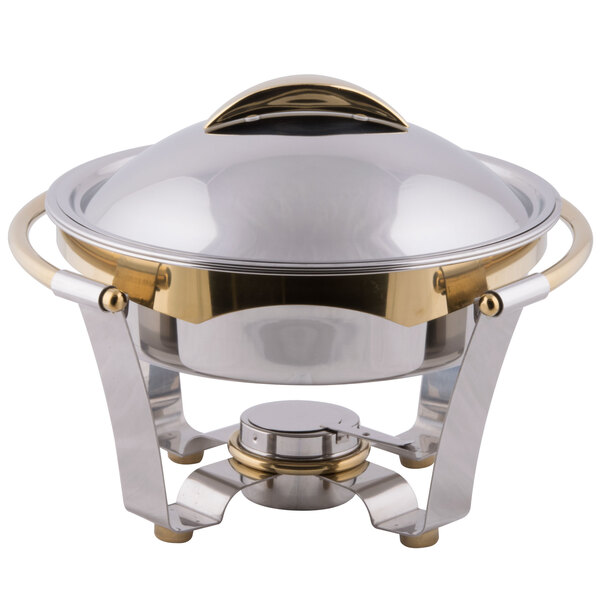 Vollrath 48324 6 Qt. Panacea Large Round Chafer with Gold Accents