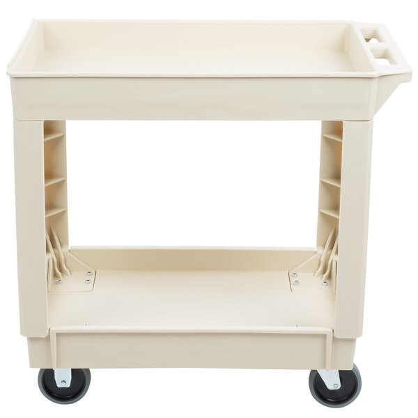 Continental 5800BE 34" x 17" Beige Utility Cart with 2-Shelf Recessed Top