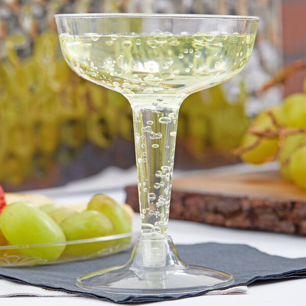 Fineline Flairware 2104 4 oz. Clear Plastic 2 Piece Champagne Glass ...