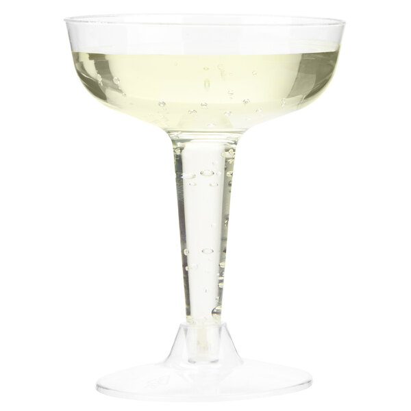 Fineline Flairware 2104 4 oz. Clear Plastic 2 Piece Champagne Glass ...