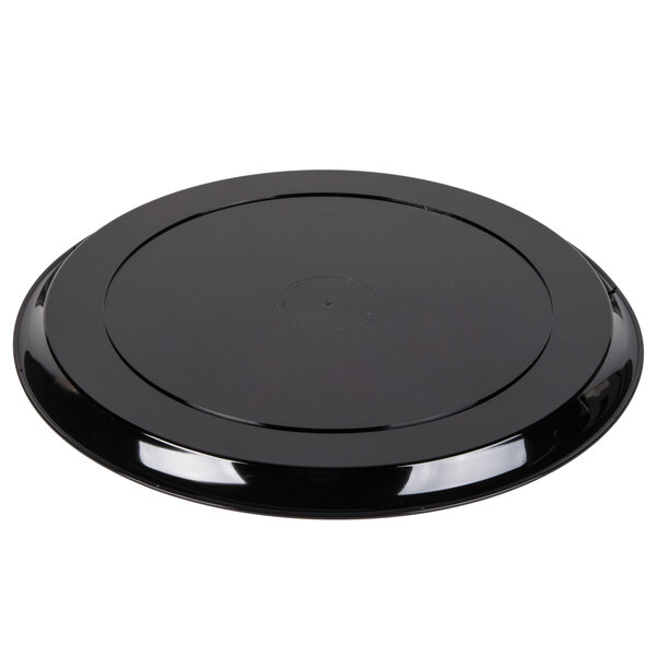 WNA Comet A916BL Checkmate 16" Black Round Catering Tray - 5/Pack