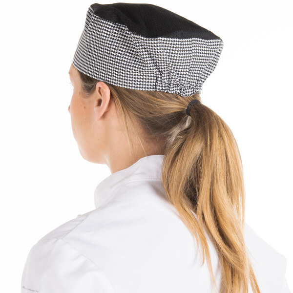 Chef Revival Customizable Houndstooth Mesh Top Baker's Skull Cap / Pill ...