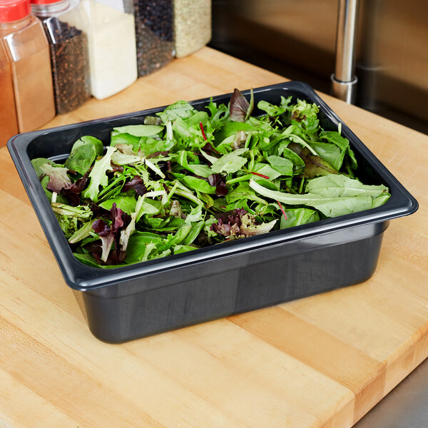 Cambro 24HP110 H-Pan™ 1/2 Size Black High Heat Plastic Food Pan - 4" Deep