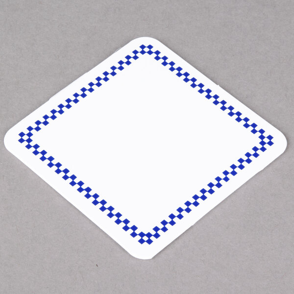 Square Write-On Deli Tag with Blue Checkered Border - 25/Pack