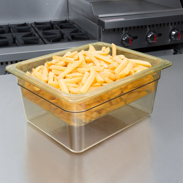 Cambro 23CLRHP150 H-Pan 1/2 Size Amber High Heat Colander Food Pan - 3 ...