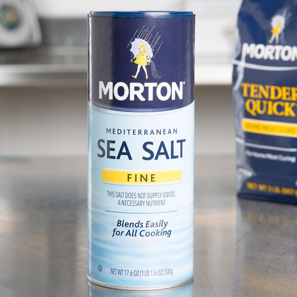 Morton 17.6 oz. Fine Mediterranean Sea Salt - Case