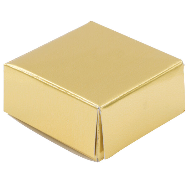 2 1/2" x 2 1/2" x 1 1/8" 1-Piece Gold Foil Candy Box - 250/Case
