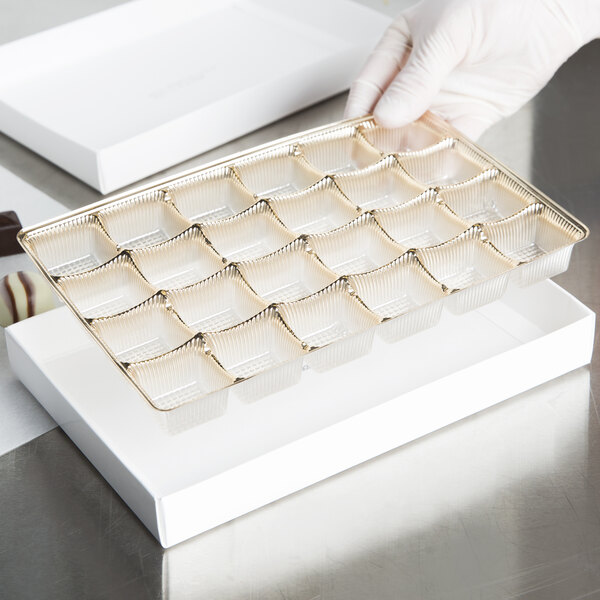 9 5/16" x 6" x 3/4" Gold 24-Cavity Candy Tray - 250/Case