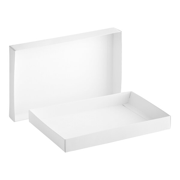 9 3/8" x 6" x 1 1/8" 2-Piece 1 lb. White Candy Box - 250/Case