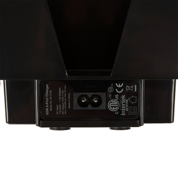 Chef Master Black Plastic Bar Caddy with Six USB Charging Ports - 6" x ...